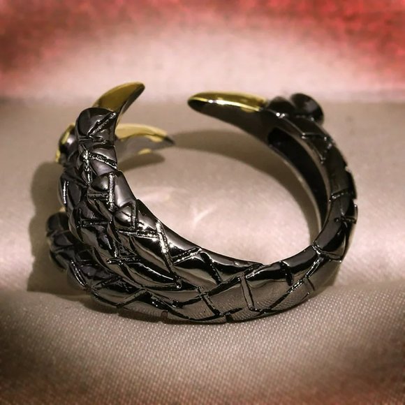 Jewelry | Tungsten Eagle Dragon Claw Black Gold Inlaid Goth Ring | Poshmark